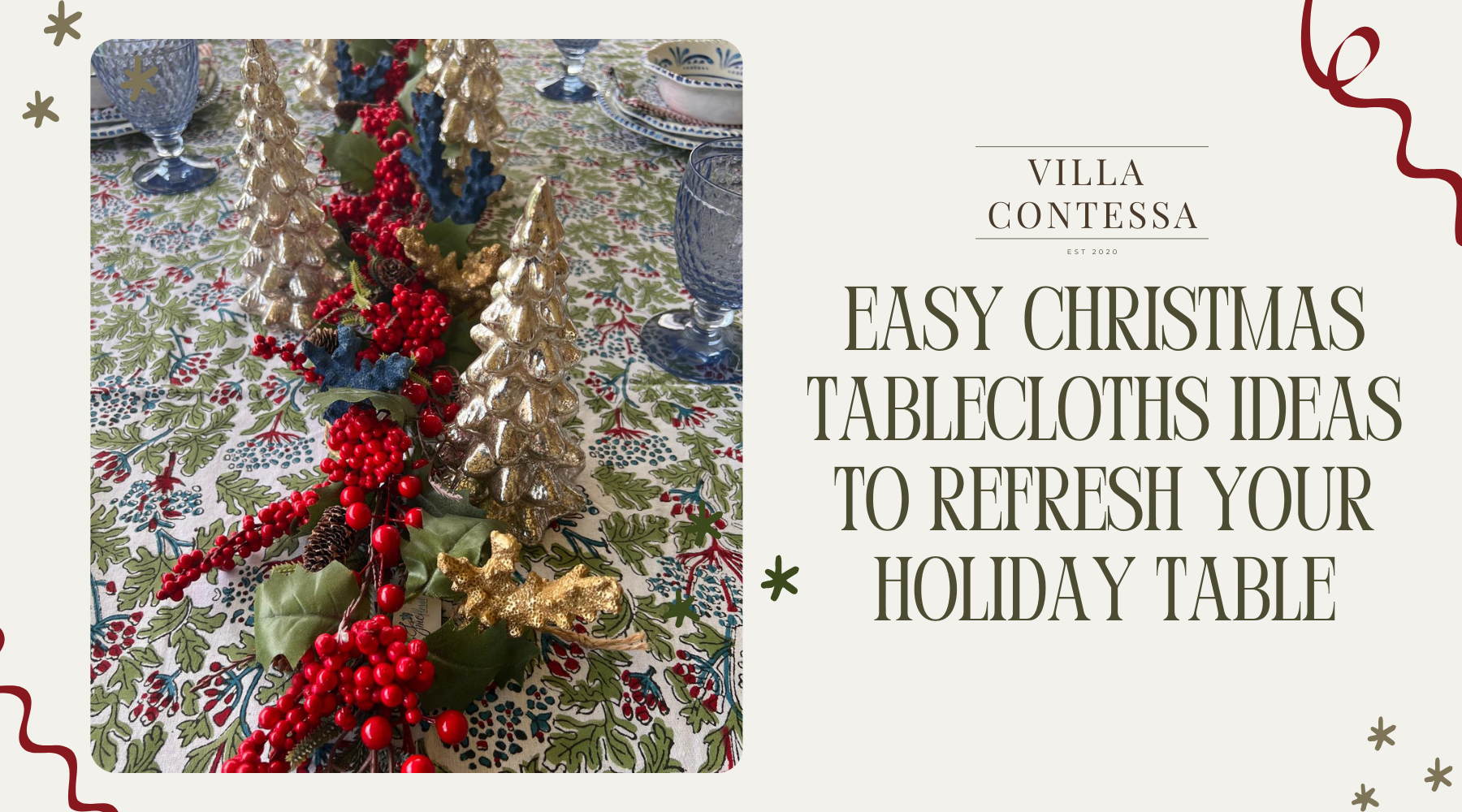Easy Christmas Tablecloths Ideas for Festive Tables | Villa Contessa
